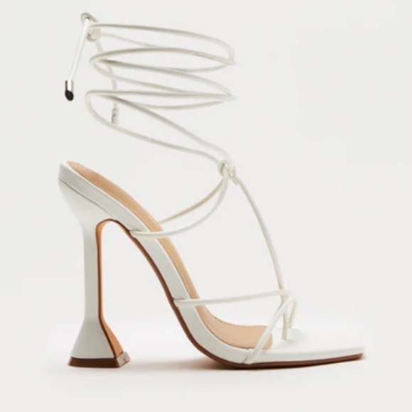 Fashion Nova | Shoes | Fashion Nova White Heart Strappy Ankle Wrap Heel ...